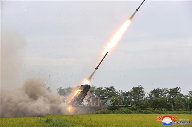 North Korea conducts test-fire of 240mm multiple rocket launcher shells